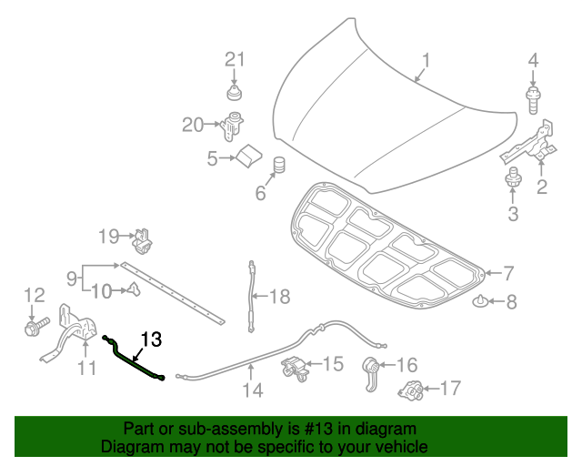 81190-3X100 - Hood Release Cable 2011-2017 Hyundai | AutoNationParts.com
