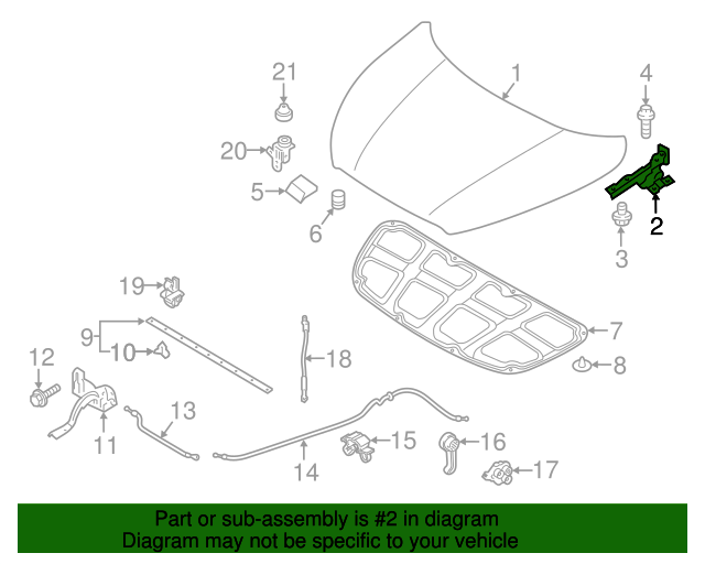 2011-2016 Hyundai Hood Hinge 79110-3X000 | OEM Parts Online