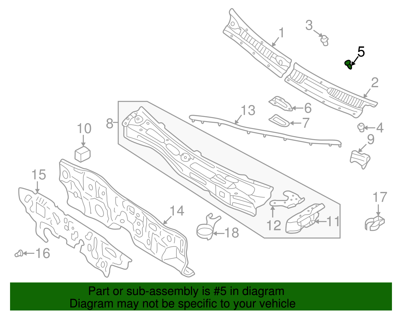 1993-2003 Nissan Cowl Grille Clip 66820-88E00 | Scott Evans Nissan Parts