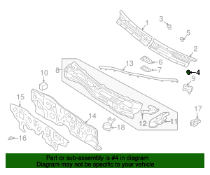 1993-2008 Nissan Cowl Grille Plug 80874-85E00 | TascaParts.com