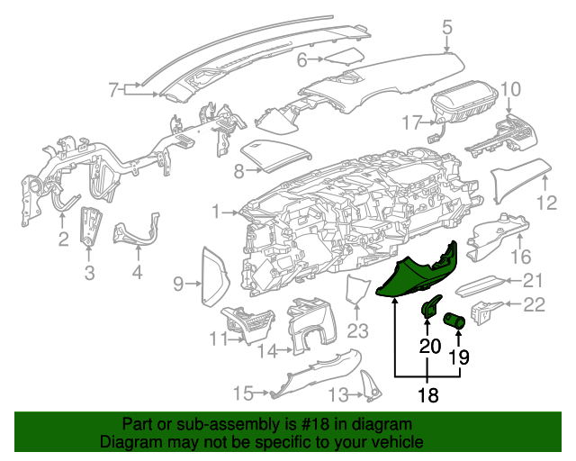 2015-2020 GM Cocoa Instrument Panel Center Compartment 84565262 ...