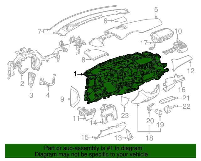 2015-2020 GM Instrument Panel Carrier 84303602 GM | GMPartsDirect.com