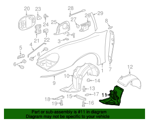 Wheel housing liner, front left, for Porsche 996 Carrera (2002 onwards ...