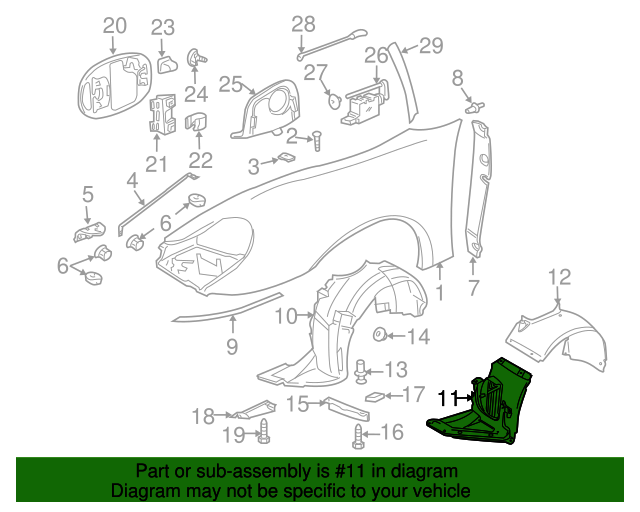 2002-2005 Porsche 911 Wheel housing liner, front left, for Porsche 996 ...