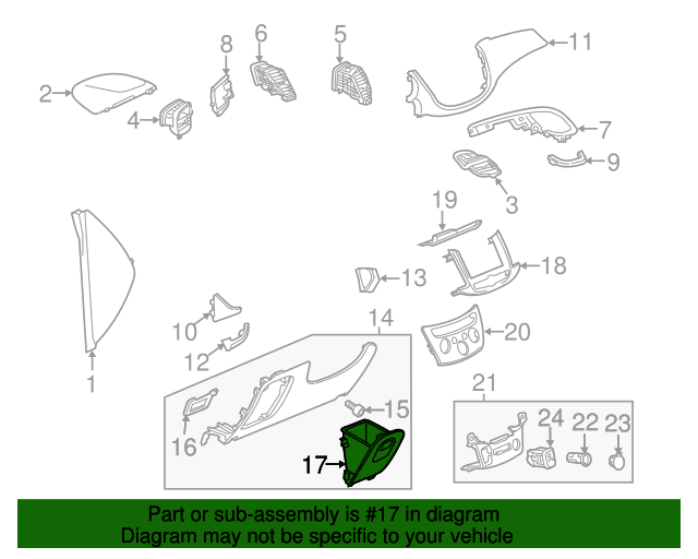42742327 GM Black Instrument Panel Knee Bolster Compartment | GM Parts ...