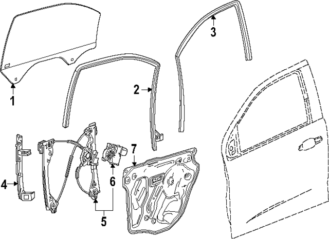2015-2022 GM Front Passenger Side Door Window Weatherstrip 84468407 GM ...