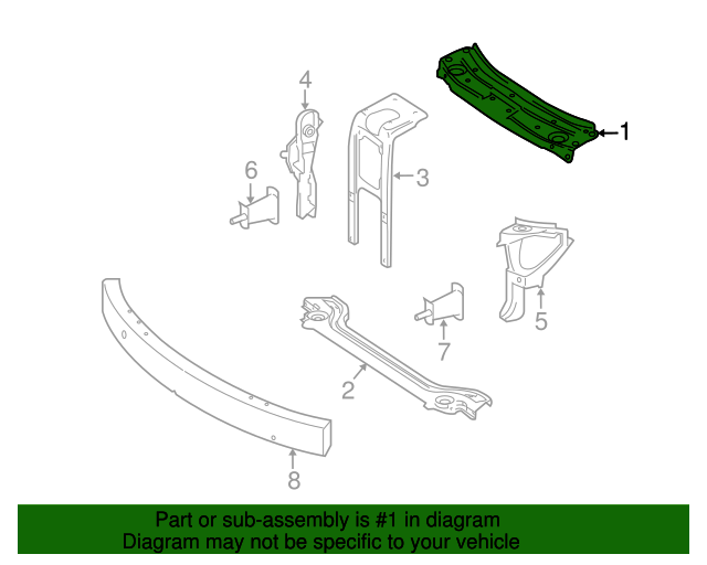 164-620-04-86 - Radiator Support Tie Bar 2006-2012 Mercedes-Benz ...