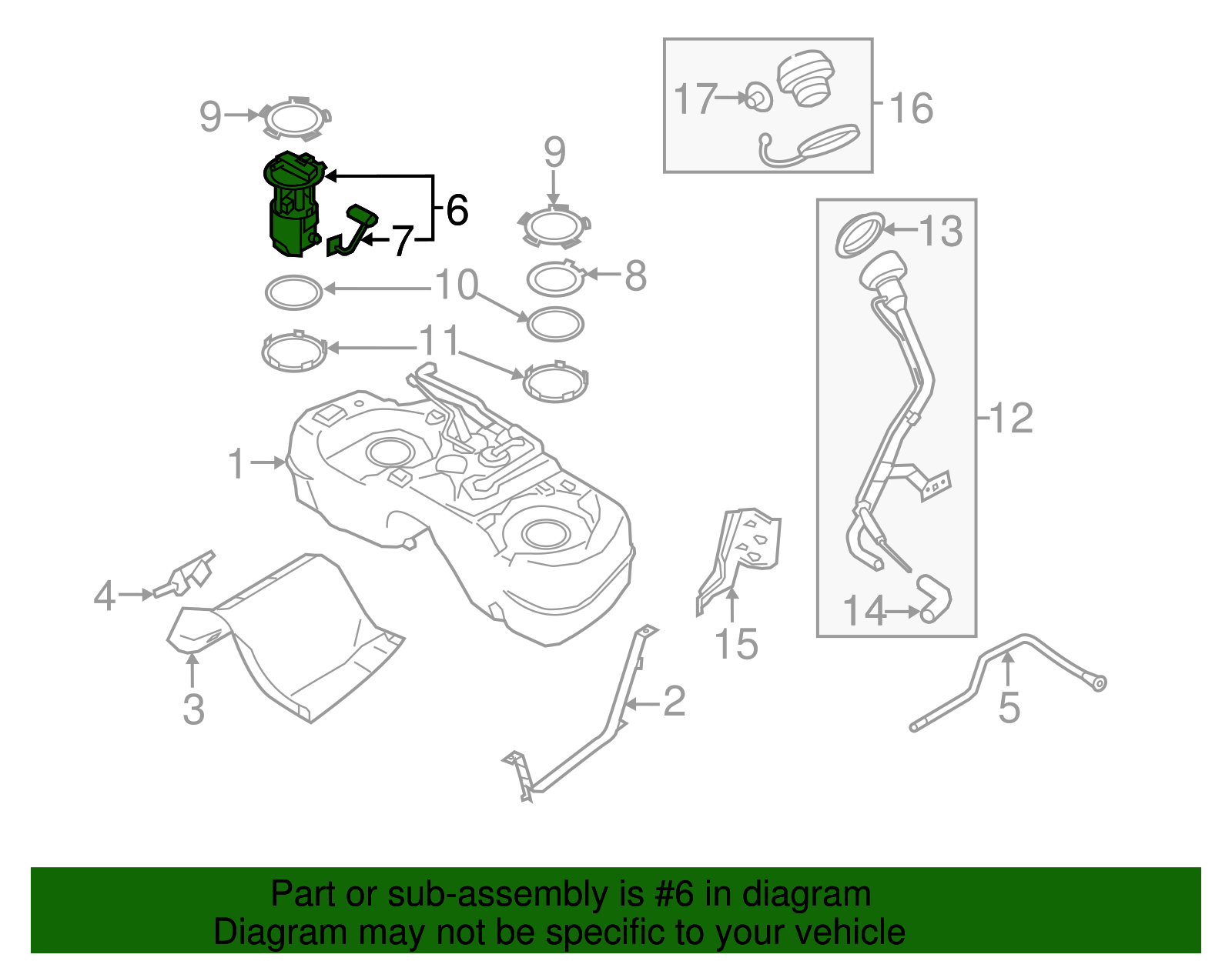 2011-2017 Nissan Juke Fuel Pump Assembly 17040-1KM1A | TascaParts.com