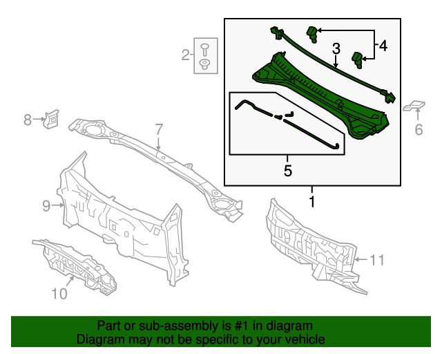 2017-2022 Hyundai Ioniq Cowl Grille 86150-G2000 | World OEM Parts Hyundai