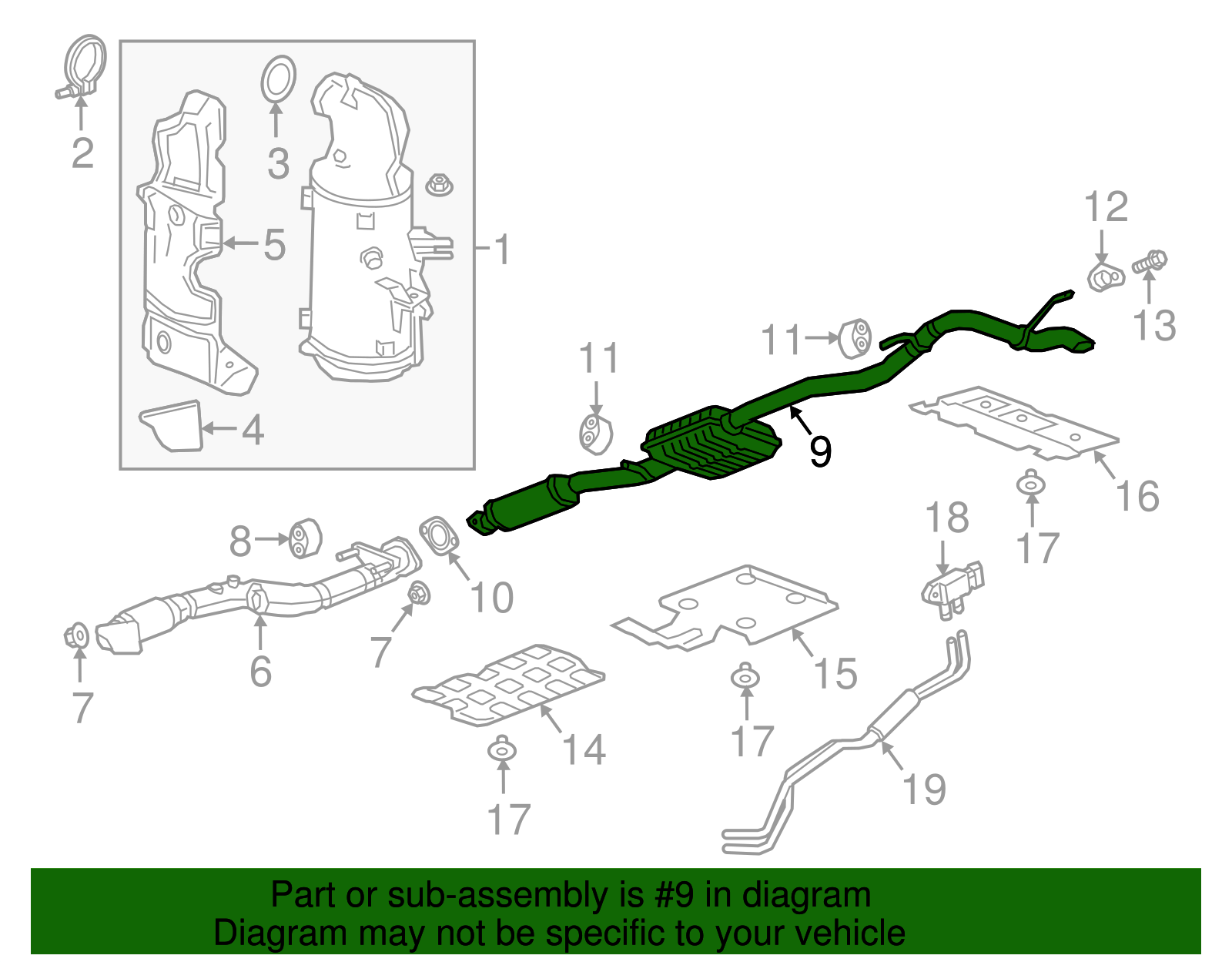 2018-2019 GM Muffler & Pipe Assembly 84276457 | GM Parts Center