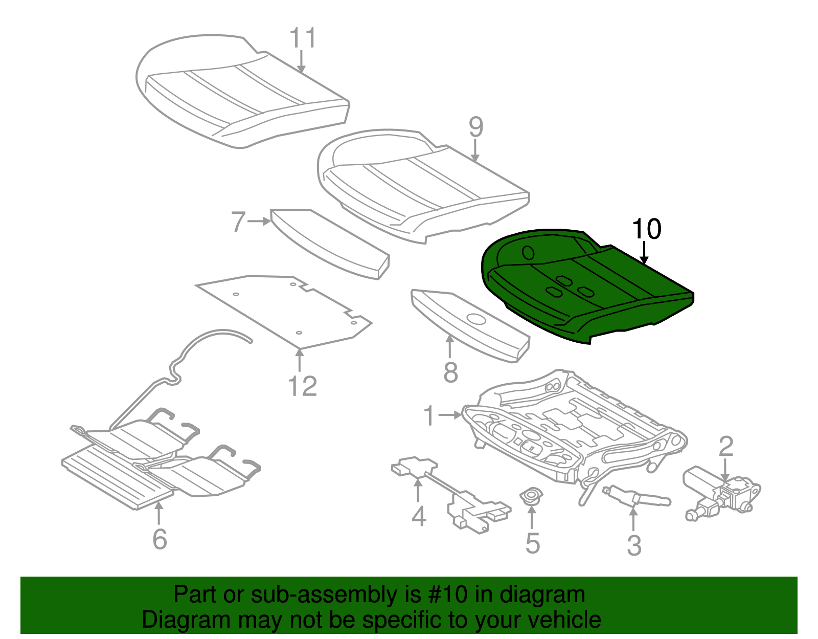 52109174841 - 2010-2013 BMW Seat Cushion Pad (52-10-9-174-841) | BMW of ...