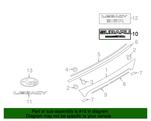 2015-2019 Subaru Legacy Nameplate 93079AL050 | Subaru Parts Store