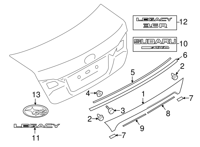 2015-2019 Subaru Legacy OEM NEW 15-19 Subaru Legacy Deck Lid Emblem Rr ...