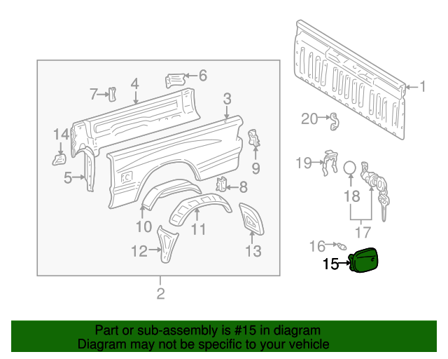 2003-2006 Toyota Tundra Fuel Filler Door 77305-0C030 | Toyota Parts Center