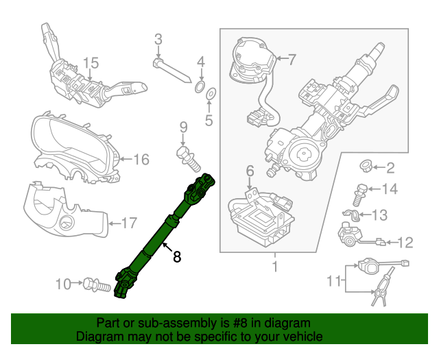 56400-D3000 - Steering Shaft Universal Joint 2016-2022 Kia Sportage ...