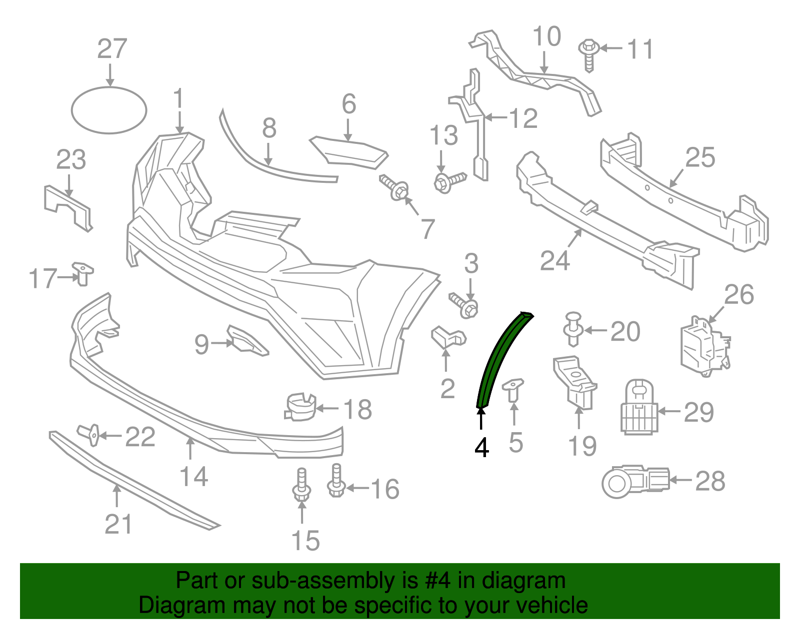 2016-2018 Toyota RAV4 Bumper Trim (Right, Front) 52112-0R050 | Toyota ...