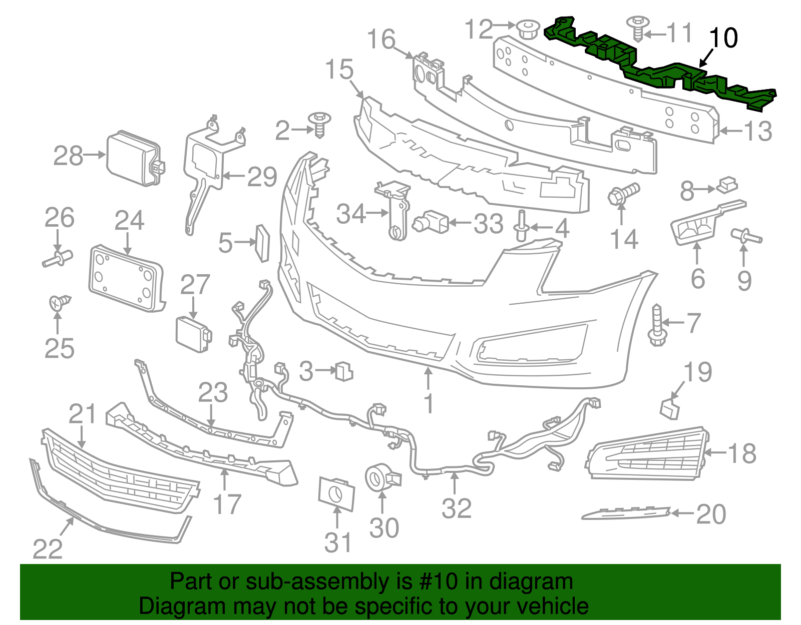 2013-2019 Cadillac ATS Front Bumper Fascia Center Support 22939891 GM ...