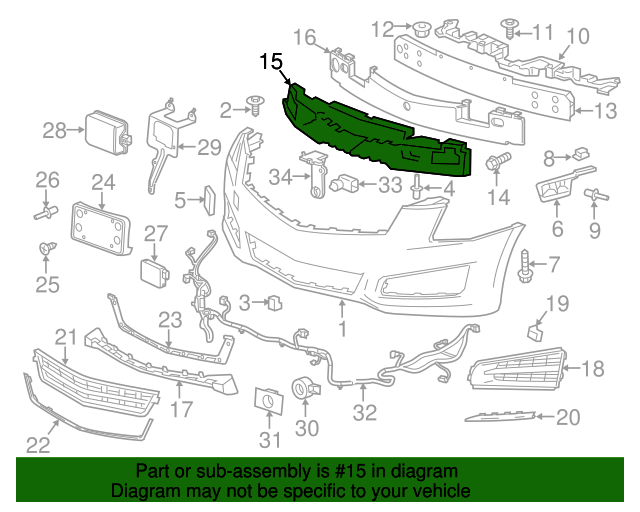 2013-2014 Cadillac ATS Front Upper Bumper Fascia Energy Absorber ...