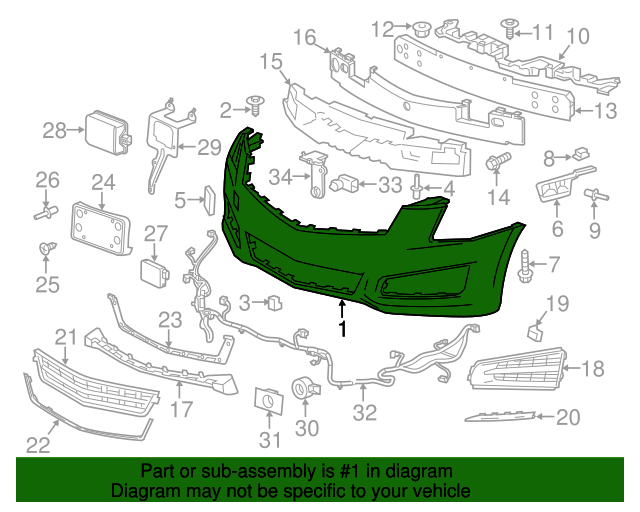 2013-2014 Cadillac ATS Front Upper Bumper Cover 22878681 | Auto Parts ...