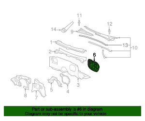 2008-2015 Cadillac CTS Cowl Insulator 25970560 | GMPartsDirect.com