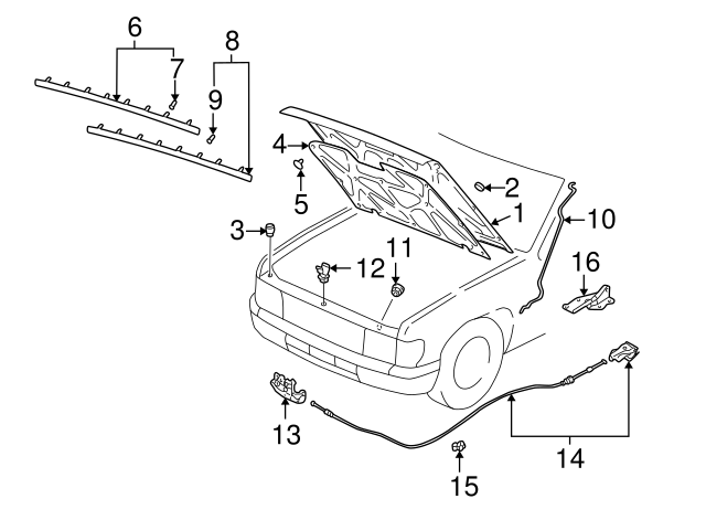1986-2004 Nissan Hood Bumper 65822-05S60 | GetOEMParts.com