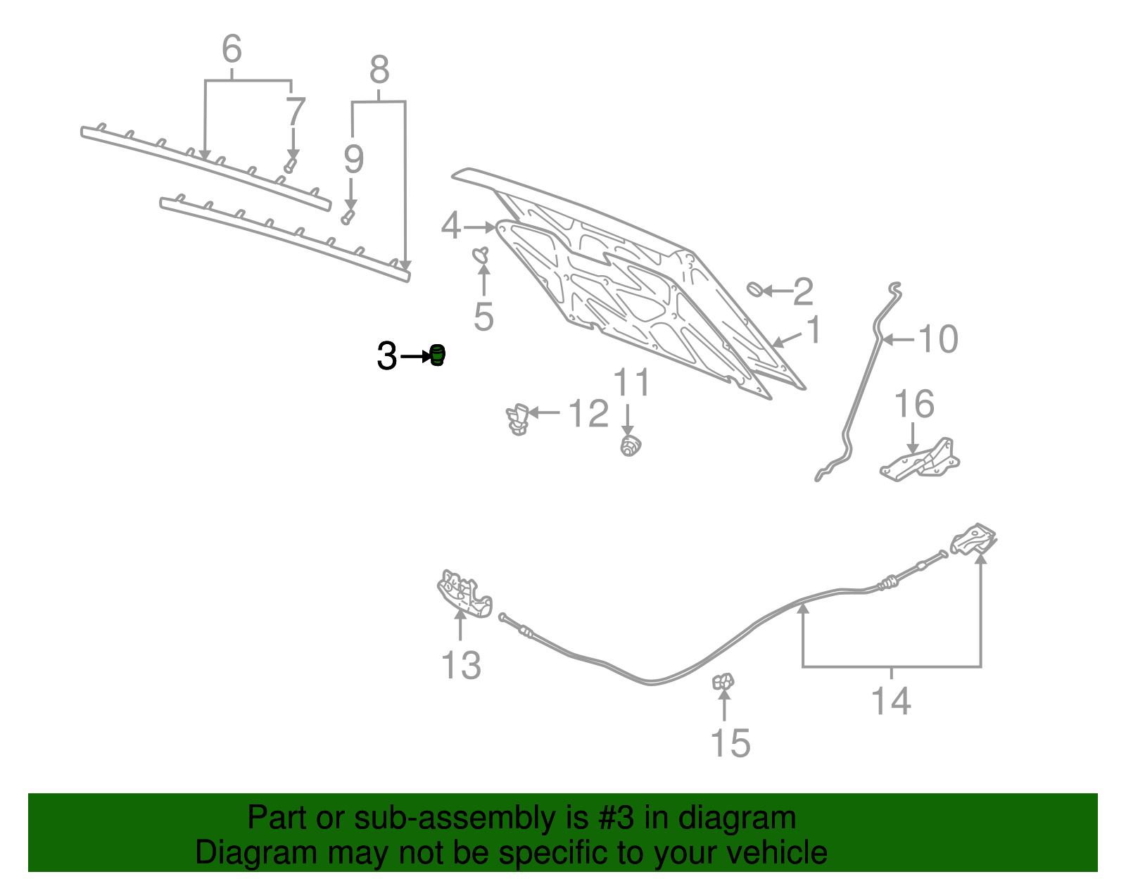 1986-2004 Nissan Hood Bumper 65822-05S60 | My Nissan Part