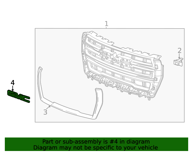 2021-2024 GM Black Front Grille Emblem 84701879 GM | GMPartsDirect.com
