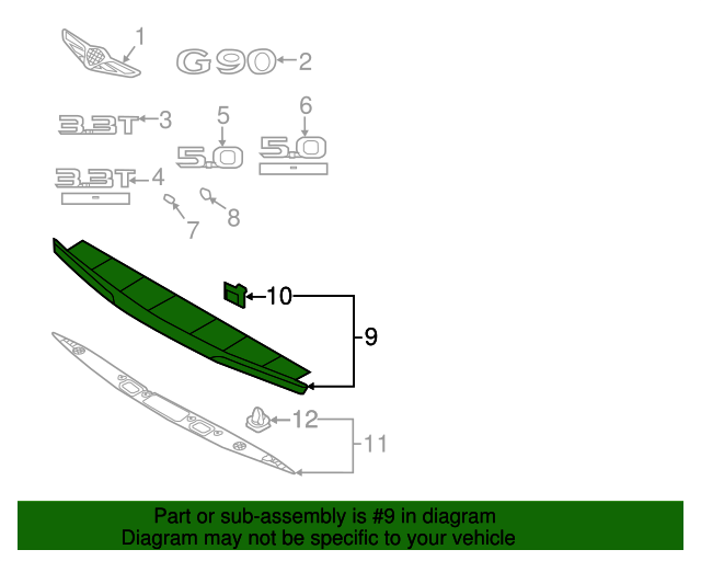 2017-2019 Genesis G90 Garnish Assembly T Lid 87370-D2001 | World OEM ...