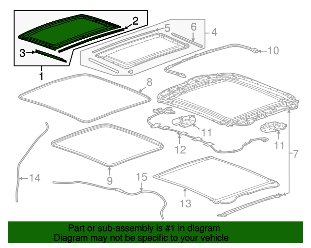 2010-2020 GM Sunroof Window 84521052 GM | GMPartsDirect.com