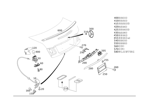 Rear Lid Latch-Type Lock, Rear Lid Attachment Parts for 2013 Mercedes ...