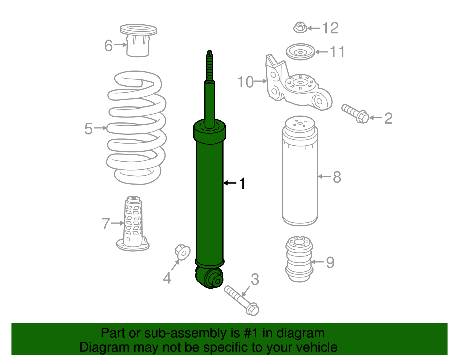 2018-2024 Chevrolet Rear Shock Absorber with Upper Mount, Bumper and ...