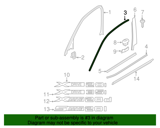 51317220514 - 2011-2017 BMW X3 Cover Molding (51-31-7-220-514) | BMW of ...
