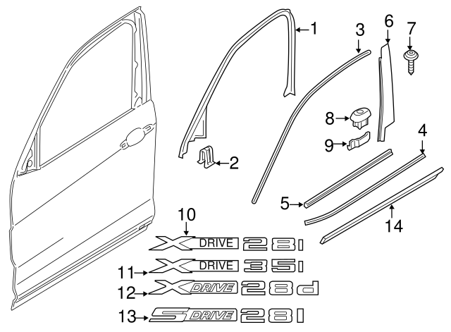 51-13-8-052-082 - Impact strip, door, front right 2011-2018 BMW ...