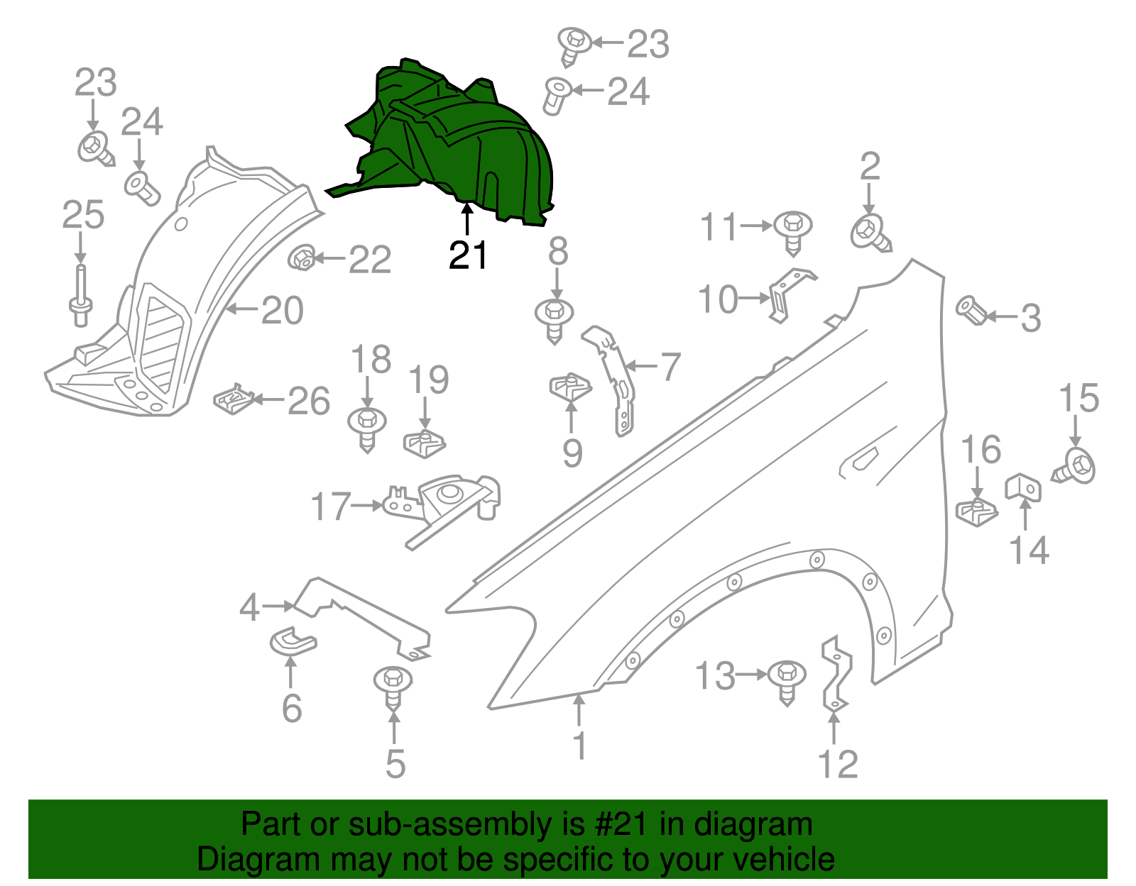 51717213643 - 2011-2018 BMW Fender Liner (51-71-7-213-643) | BMW of ...