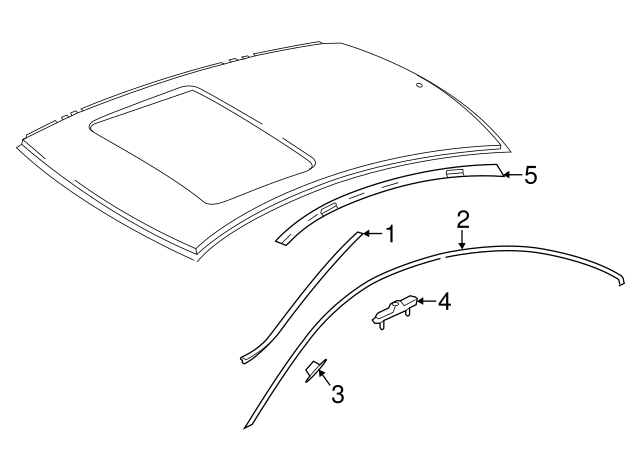 207-673-12-83-64 - Roof Molding 2010-2017 Mercedes-Benz ...
