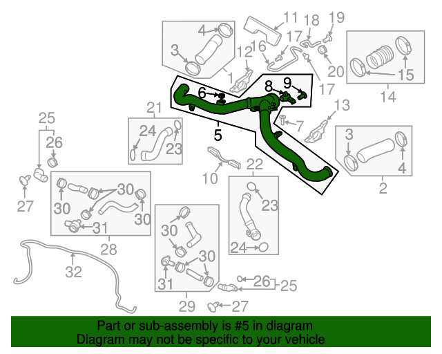 95B-145-762-A - Turbocharger Intercooler Pipe 2015-2018 Porsche Macan ...