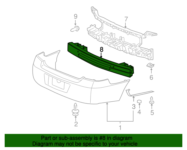 2006-2016 Chevrolet Rear Bumper Impact Bar 25865729 GM | GMPartsDirect.com