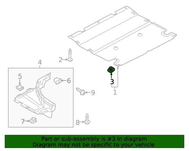 2019-2024 Audi Under-Body Shield U-Nut WHT-008-843 | Audi USA Parts
