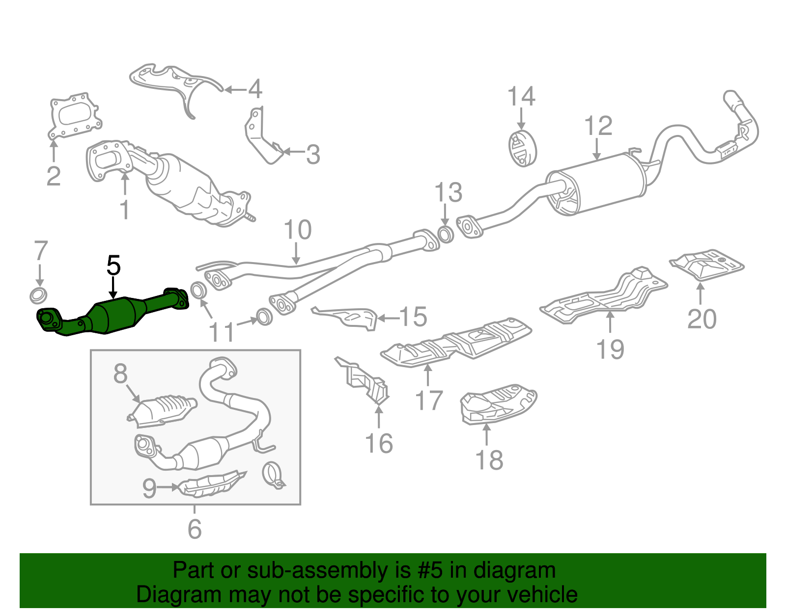 2016-2020 Toyota Tacoma Catalytic Converter (Front) 17410-0P560 ...