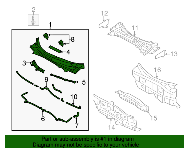2012-2017 Hyundai Veloster Cowl Grille 86150-2V000 | OEM Parts Online