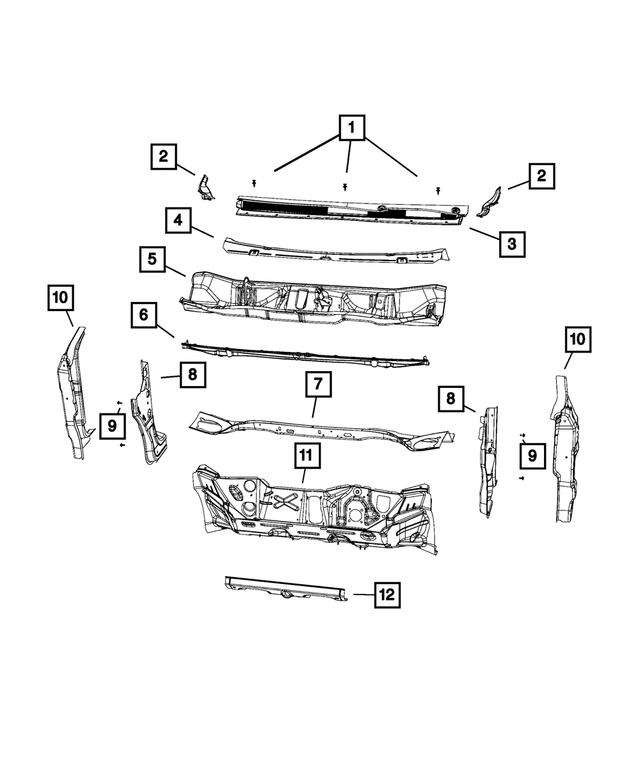 OEM Mopar Cowl Plenum Lower Panel For 2015-2017 Chrysler 200 - Part ...