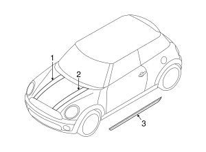 51-14-7-425-496 - Bonnet Stripes - Black Right - 2016-2023 Mini Cooper ...