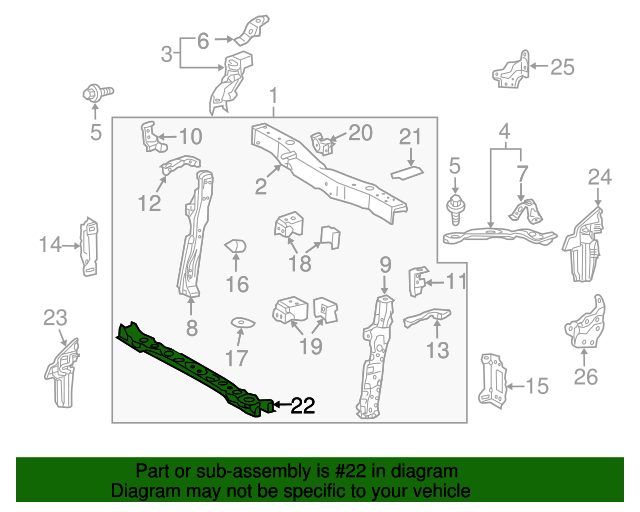 2008-2018 Toyota Lower Tie Bar 53218-12901 | Toyota Parts Delivered