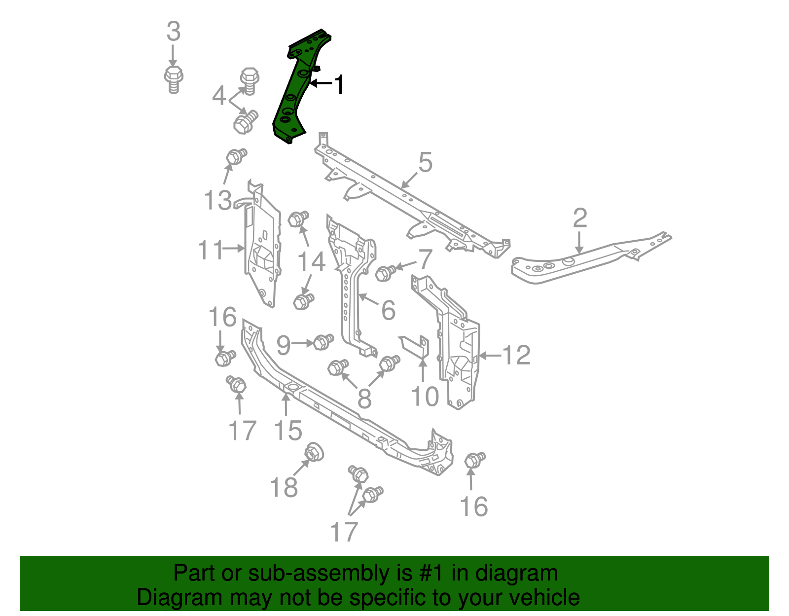 2008-2015 Nissan Upper Tie Bar 62512-JM00A | Bill Kay Nissan Parts