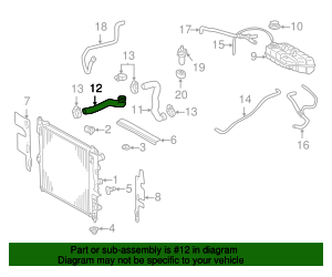 1998-2005 Mercedes-Benz Radiator Coolant Hose 163-501-05-82 ...