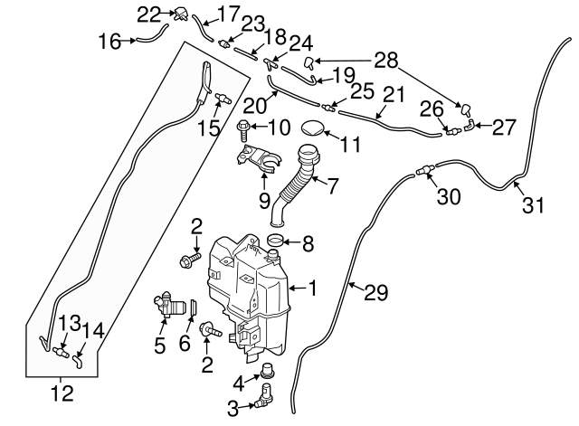 2013-2019 Mazda CX-5 Washer Fluid Reservoir KD35-67-481 | TascaParts.com