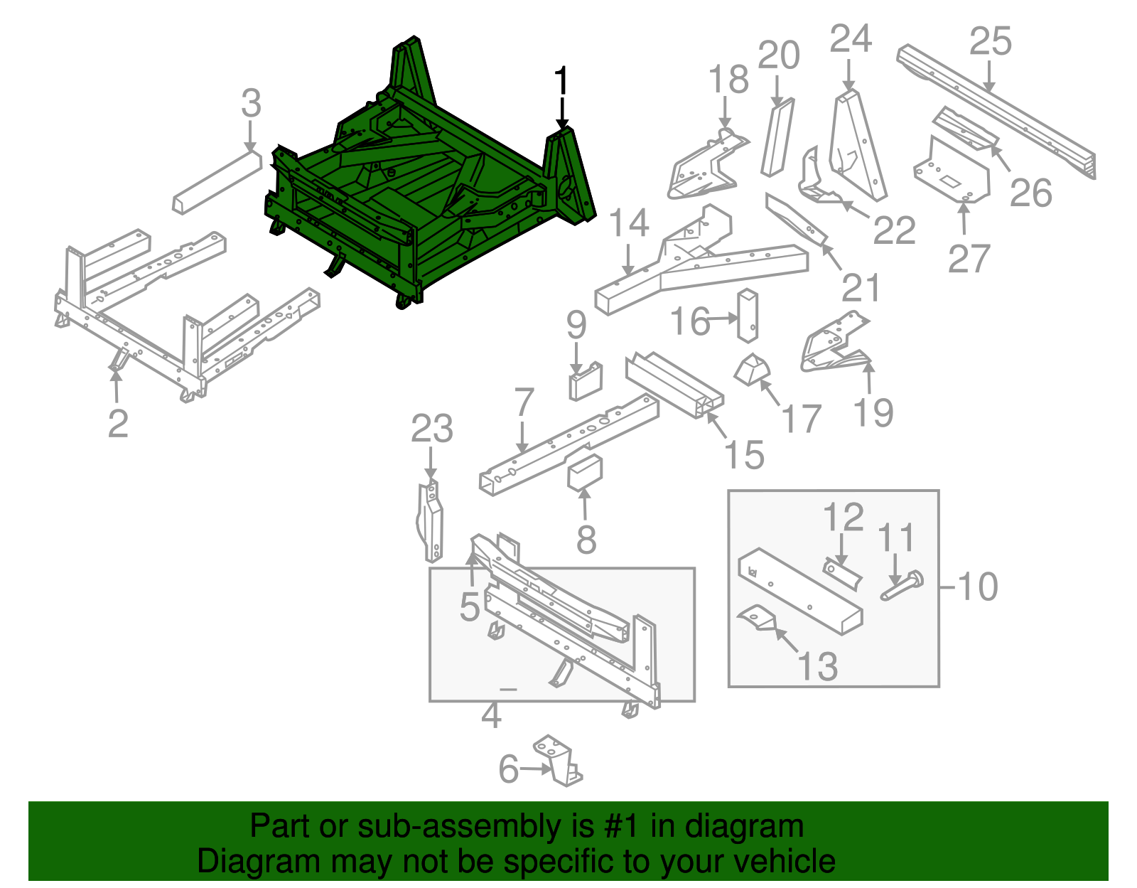 2010-2012 Audi R8 Ft Inner Structure 420-805-011-H | Audi USA Parts