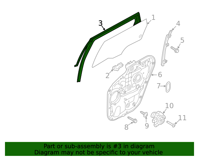 83540-R5000 - Window Channel 2021-2022 Kia Sorento | Kia.Parts Store