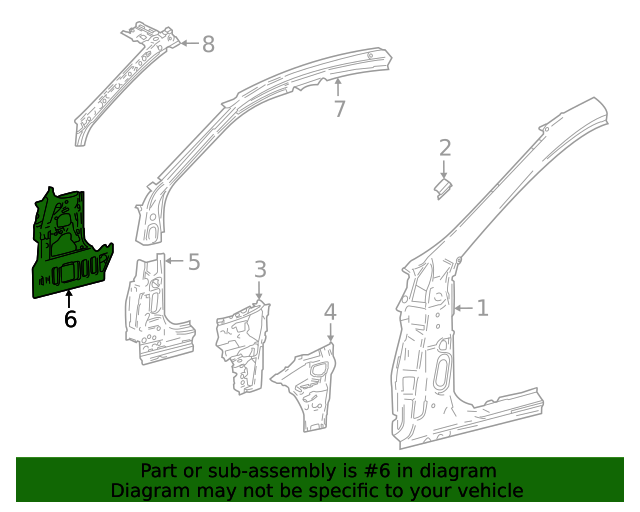 2021-2024 Toyota Mirai Hinge Pillar Reinforced 61122-62020 | Toyota ...