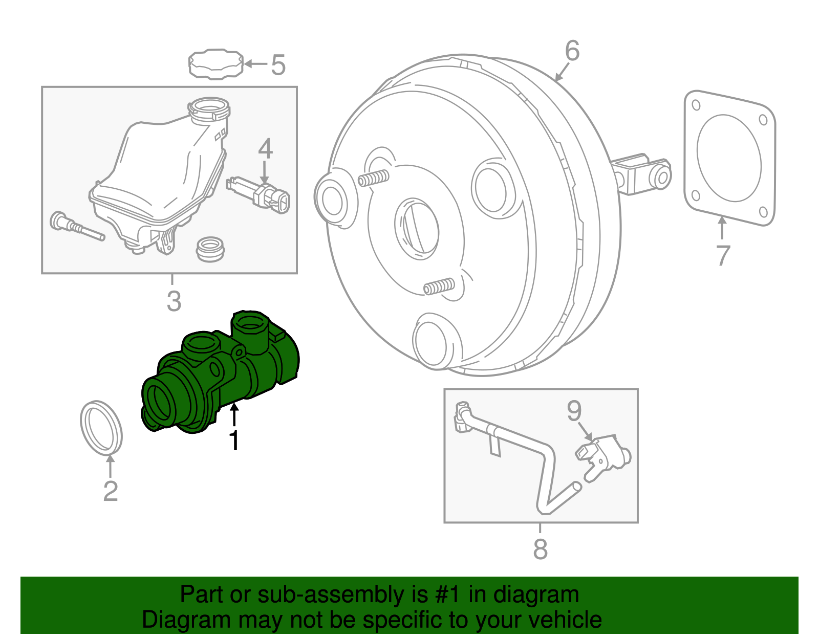 2015-2020 GM Brake Master Cylinder Kit with Seals and Nuts 84749956 GM ...